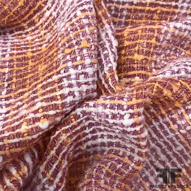 Plaid Novelty Tweed - Orange/Purple - Fabrics & Fabrics