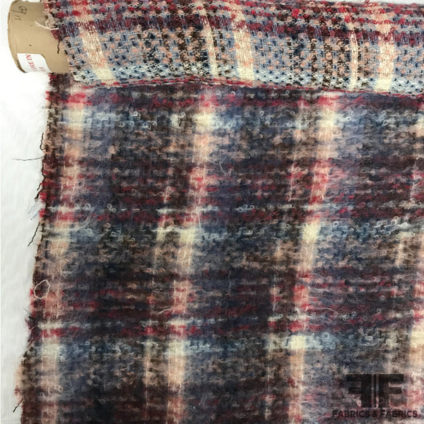 Italian Plaid Wool Tweed - Multicolor - Fabrics & Fabrics