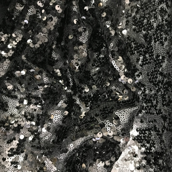 Abstract Sequins on Black Stretch Netting – Fabrics & Fabrics