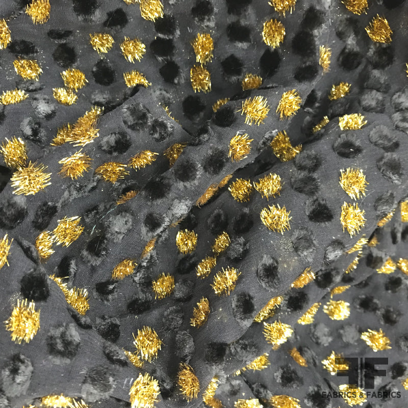 Metallic Dot Velvet Burnout - Deep Brown/ Metallic Gold – Fabrics & Fabrics
