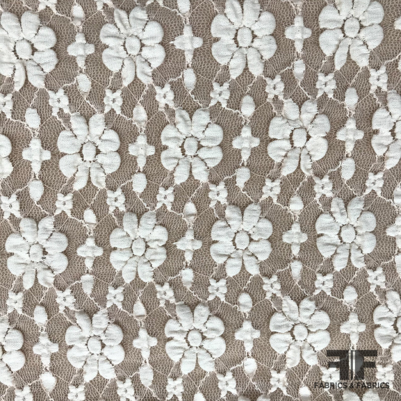 Stretch Floral Netting - Light Beige – Fabrics & Fabrics