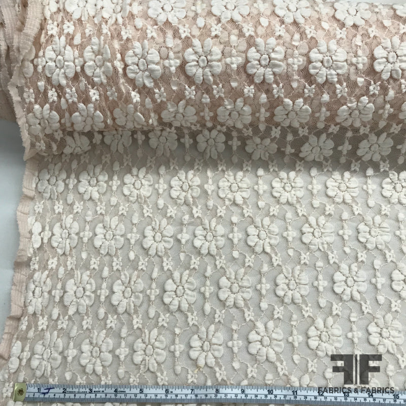 Stretch Floral Netting - Light Beige – Fabrics & Fabrics