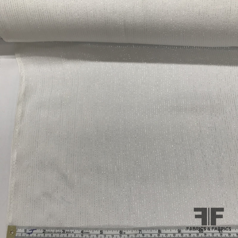 Pinstripe Metallic Printed Silk Chiffon - White/Silver – Fabrics & Fabrics
