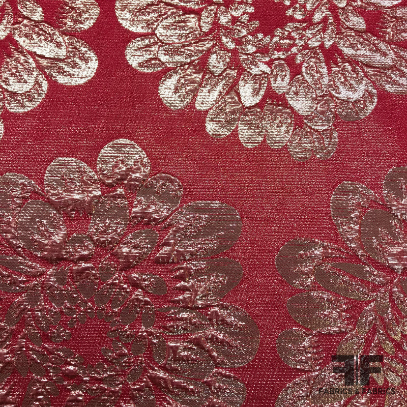 Large Floral Metallic Brocade - Red/Gold – Fabrics & Fabrics