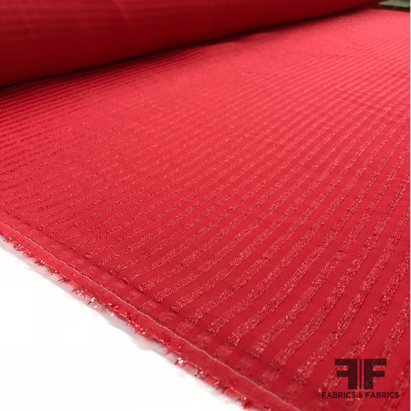 Italian Metallic Striped Chiffon - Bold Red – Fabrics & Fabrics