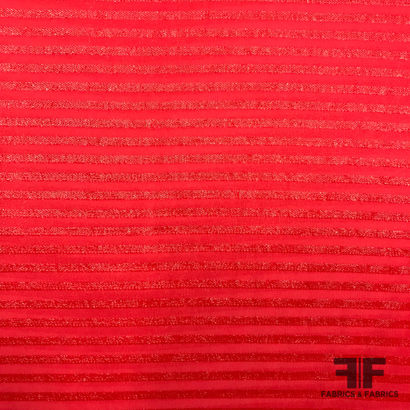 Italian Metallic Striped Chiffon - Bold Red – Fabrics & Fabrics