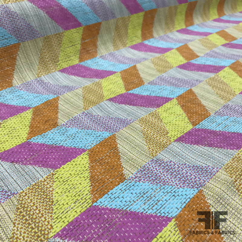 French Novelty Herringbone Raffia & Cotton Blend - Multicolor – Fabrics ...