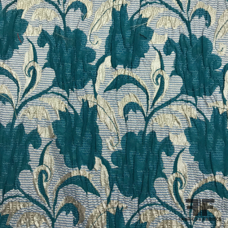 Floral Textured Brocade - Teal / Gold – Fabrics & Fabrics