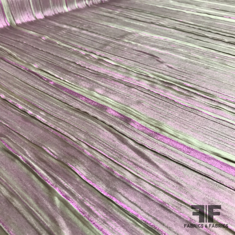 Crinkled Metallic Panné Velvet - Silver/Purple – Fabrics & Fabrics