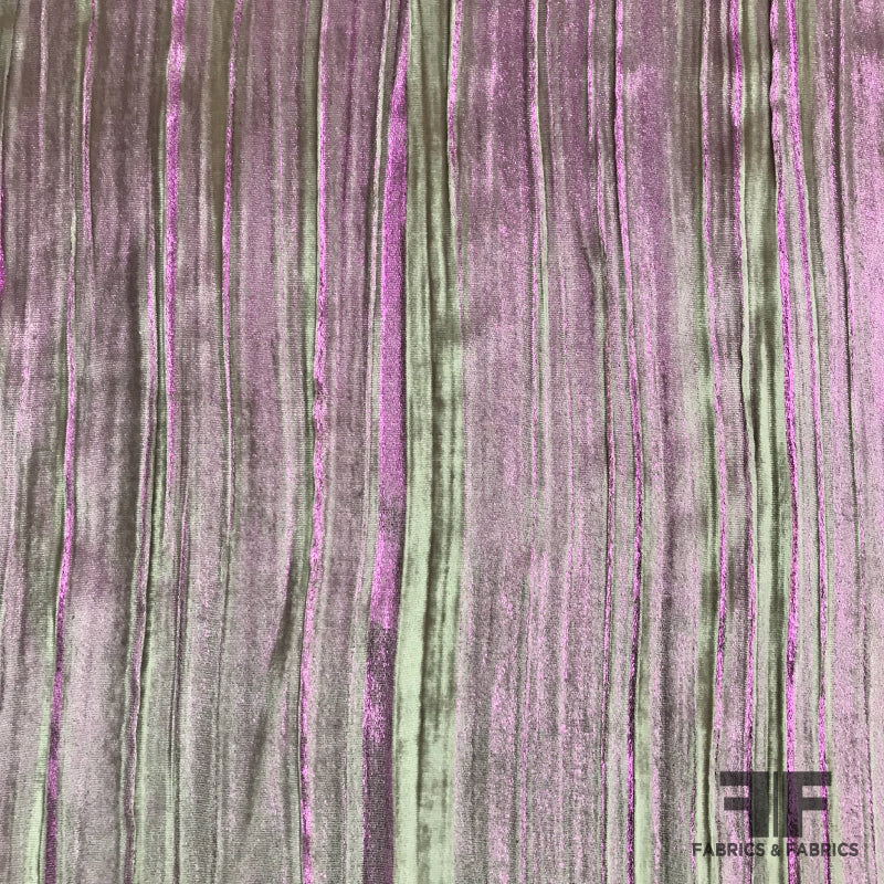 Crinkled Metallic Panné Velvet - Silver/Purple – Fabrics & Fabrics