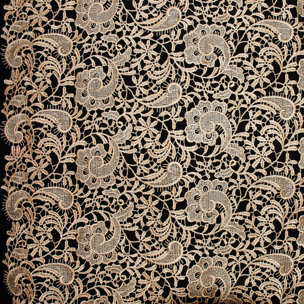 Beige Paisley Floral Guipure Lace - Fabrics & Fabrics