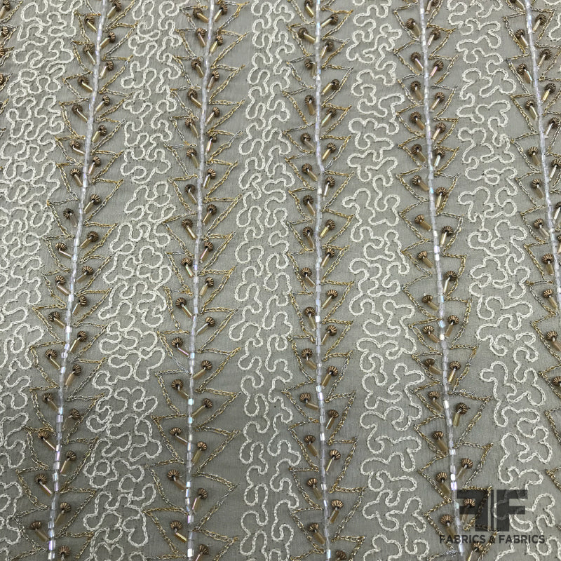 Couture Beaded & Embroidered Silk Georgette - Beige – Fabrics & Fabrics