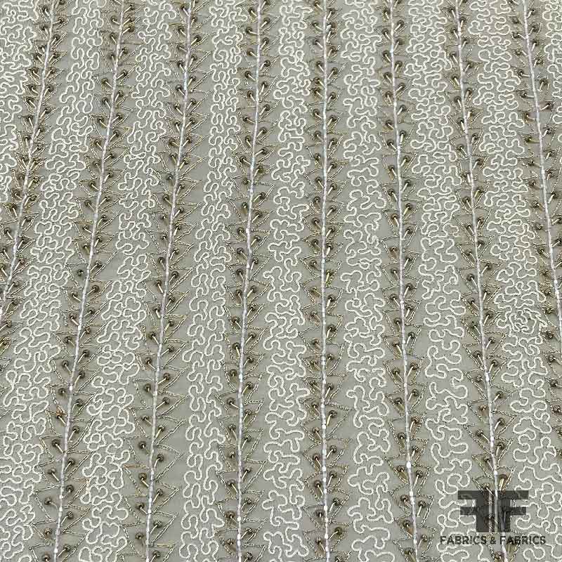 Couture Beaded & Embroidered Silk Georgette - Beige – Fabrics & Fabrics