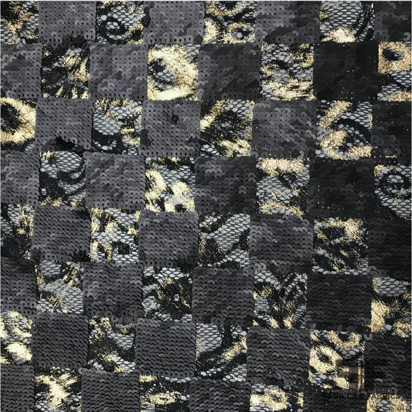 Metallic Sequin Checkerboard Lace - Black/Gold – Fabrics & Fabrics