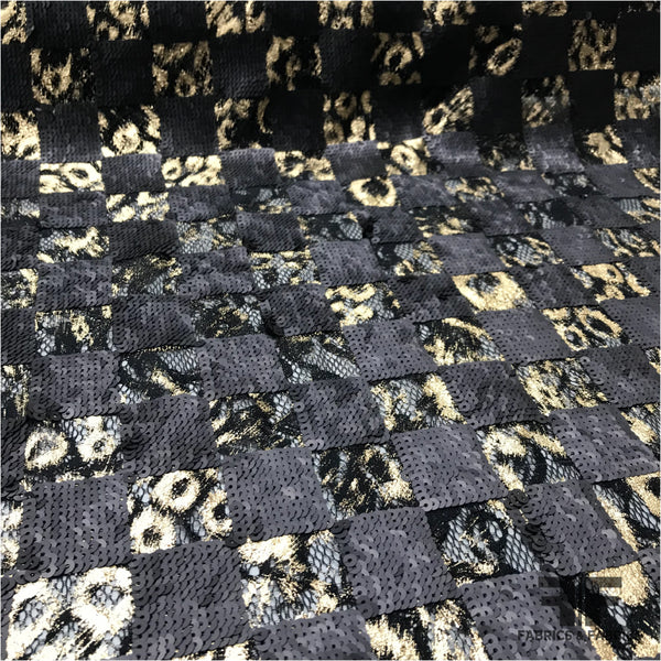 Metallic Sequin Checkerboard Lace - Black/Gold – Fabrics & Fabrics