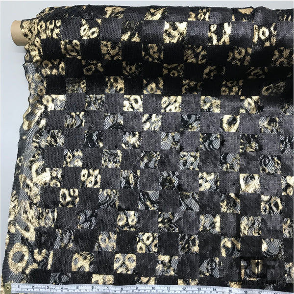 Metallic Sequin Checkerboard Lace - Black/Gold – Fabrics & Fabrics