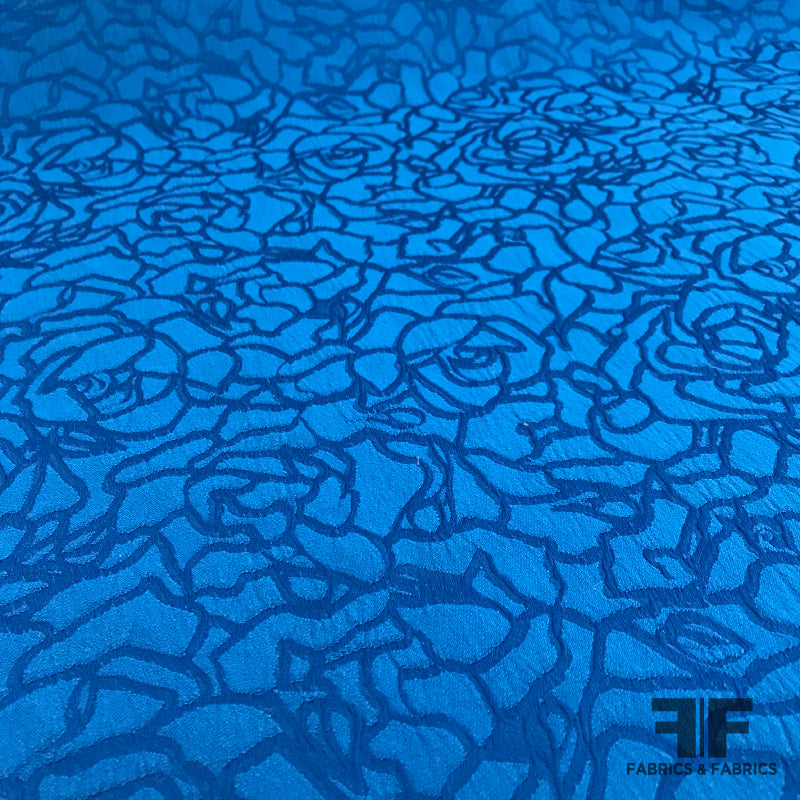 Raised Surface Roses Textured Brocade - Blue – Fabrics & Fabrics