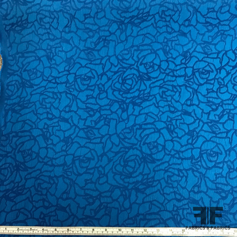 Raised Surface Roses Textured Brocade - Blue – Fabrics & Fabrics
