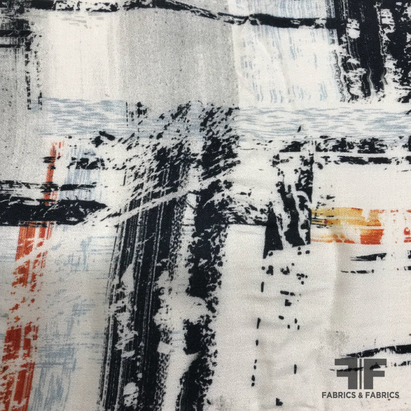 Abstract Painterly Printed Lightweight Rayon Crepe - Multicolor ...