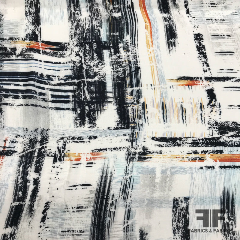 Abstract Painterly Printed Lightweight Rayon Crepe - Multicolor ...