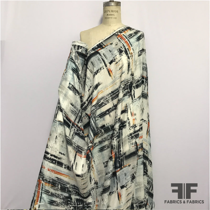 Abstract Painterly Printed Lightweight Rayon Crepe - Multicolor ...