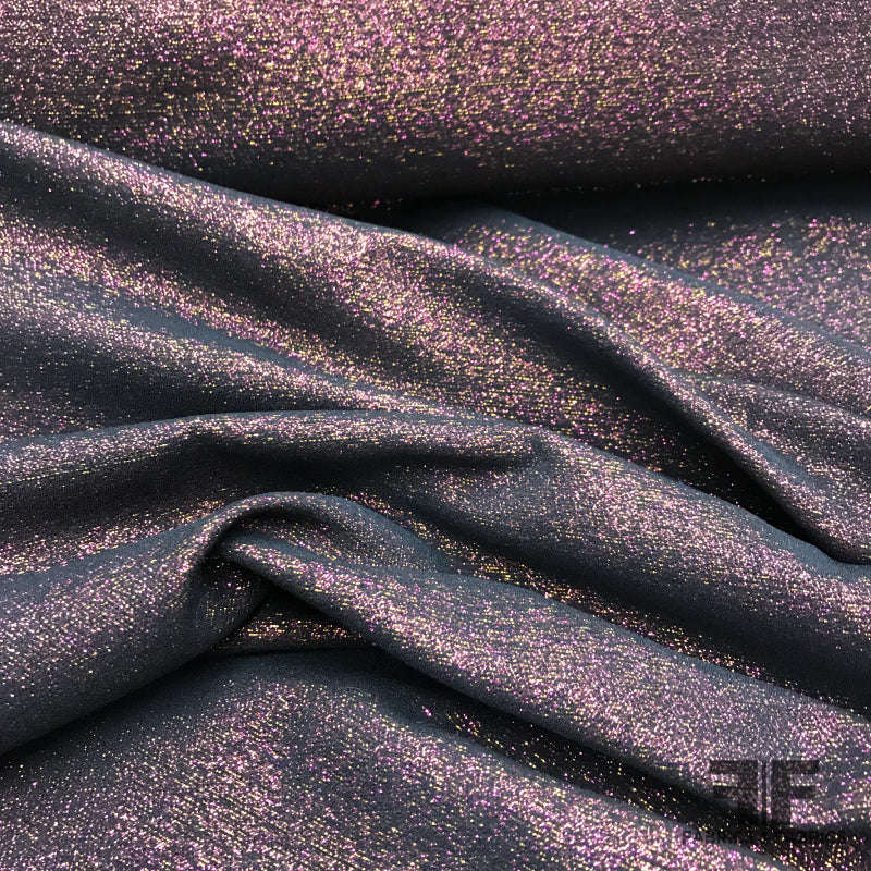 Italian Stretch Metallic Lamé - Black/Pink/Orange – Fabrics & Fabrics