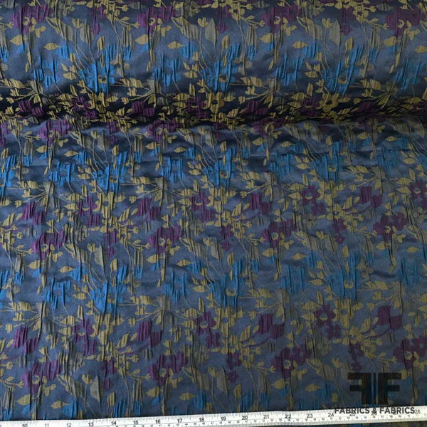 Small Scale Floral Brocade Fabric - Blue/Purple/Green – Fabrics & Fabrics