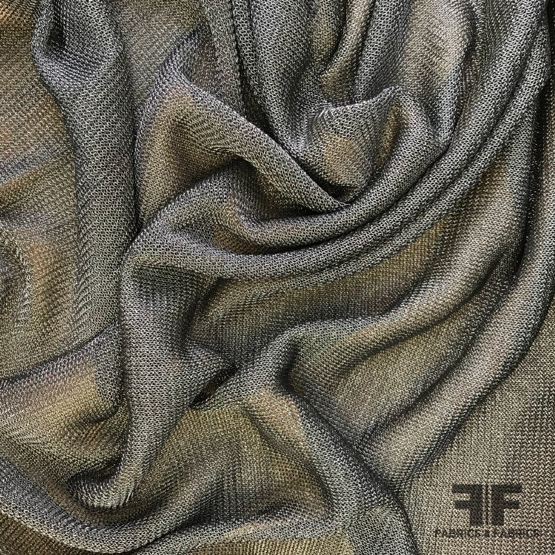 French Novelty Metallic Chain Mail Knit Fabric - Gun Metal Grey ...