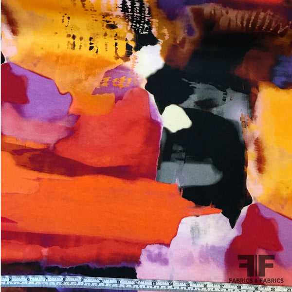 Large-Scale Abstract Painterly Stretch Knit - Multicolor – Fabrics ...