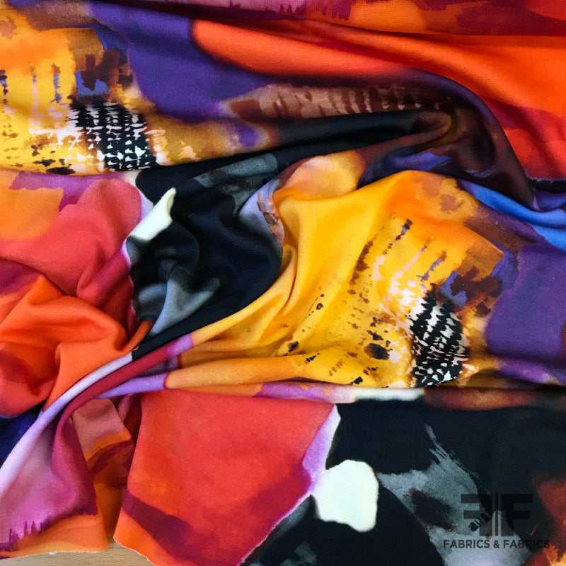 Large-Scale Abstract Painterly Stretch Knit - Multicolor – Fabrics ...