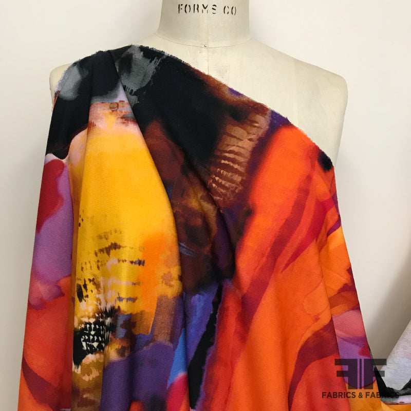 Large-Scale Abstract Painterly Stretch Knit - Multicolor – Fabrics ...