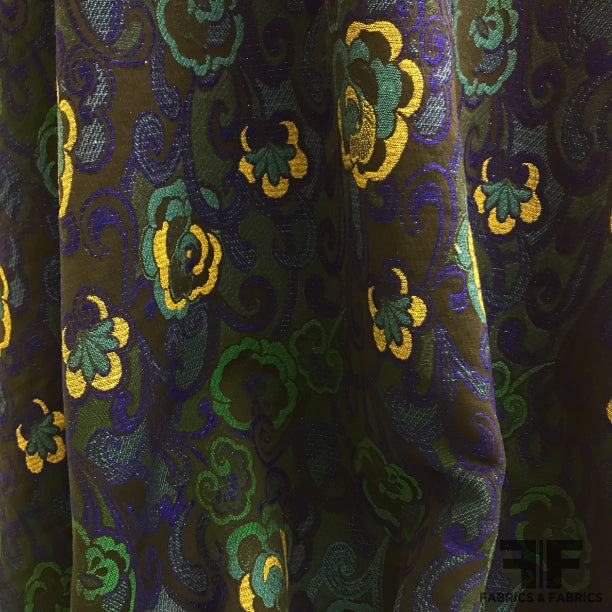 French Floral Brocade - Blue/Black/Multicolor – Fabrics & Fabrics
