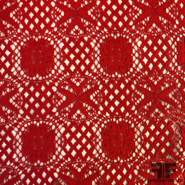 Floral Crochet Lace - Red – Fabrics & Fabrics