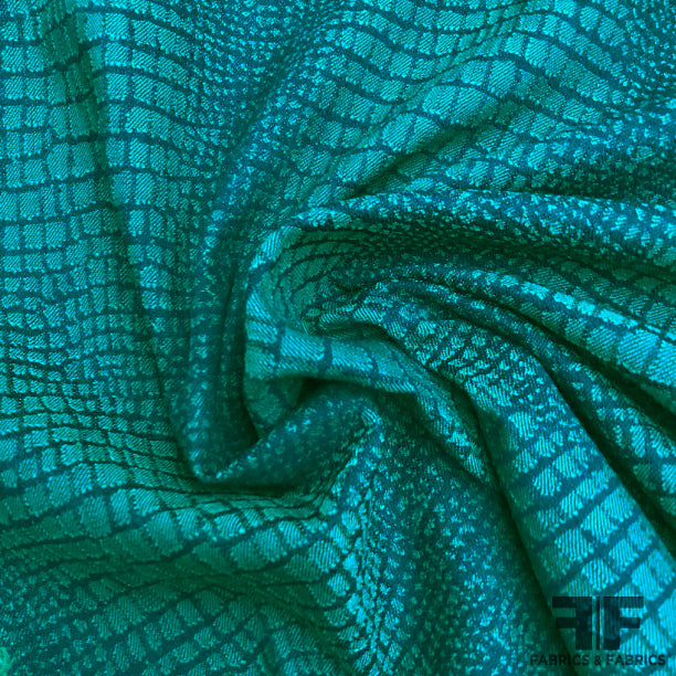 Italian Alligator Stretch Brocade - Green/Black – Fabrics & Fabrics
