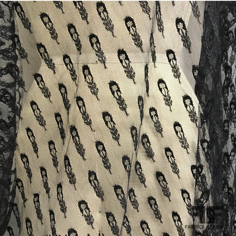 French Chantilly Lace with Feather Pattern - Black – Fabrics & Fabrics