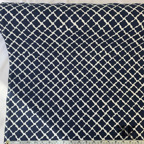 Swiss Printed Cotton Pique - White/Navy | FABRICS & FABRICS – Fabrics ...