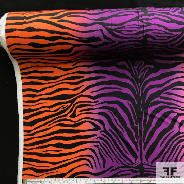 Orange/Purple Tiger Stripe Ombré Jersey - Fabrics & Fabrics