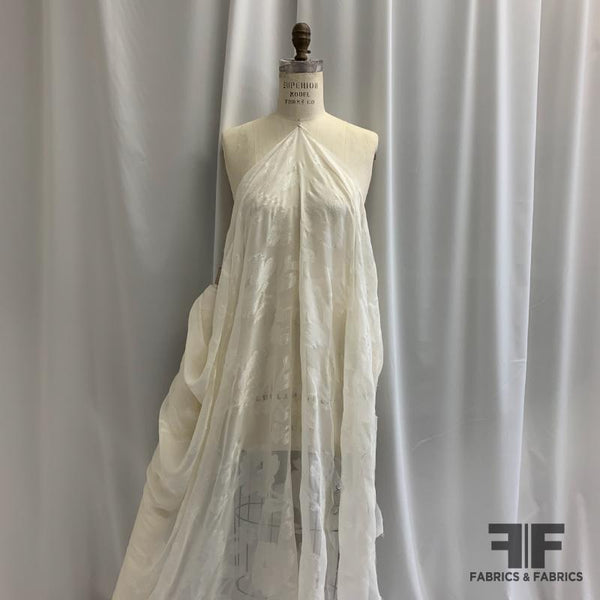 Metallic Floral Burnout Silk - Ivory | FABRICS & FABRICS – Fabrics ...