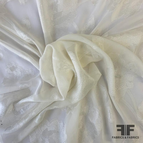 Metallic Floral Burnout Silk - Ivory | FABRICS & FABRICS – Fabrics ...