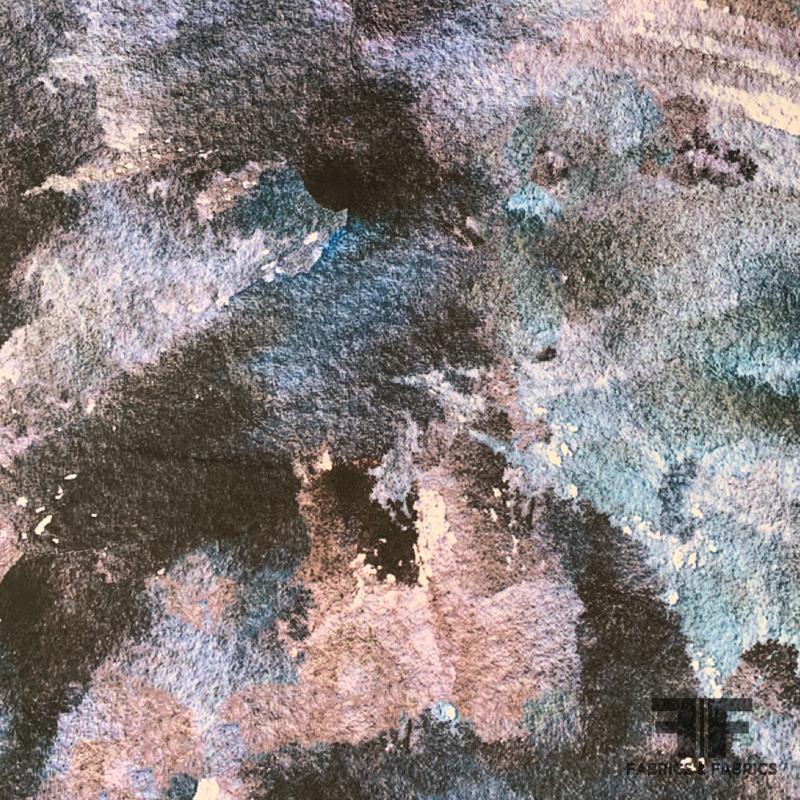 Painterly Abstract Poly Satin - Violet/Multicolor | FABRICS & FABRICS ...