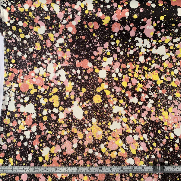 Italian Splatter Paint Printed Poly Satin - Pink/Yellow/Black | FABRICS ...