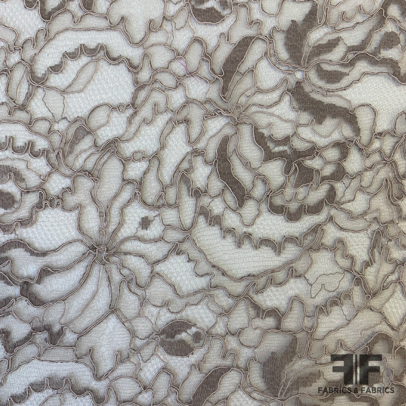 French Chantilly Lace Slight Cording - Biege | FABRICS & FABRICS ...