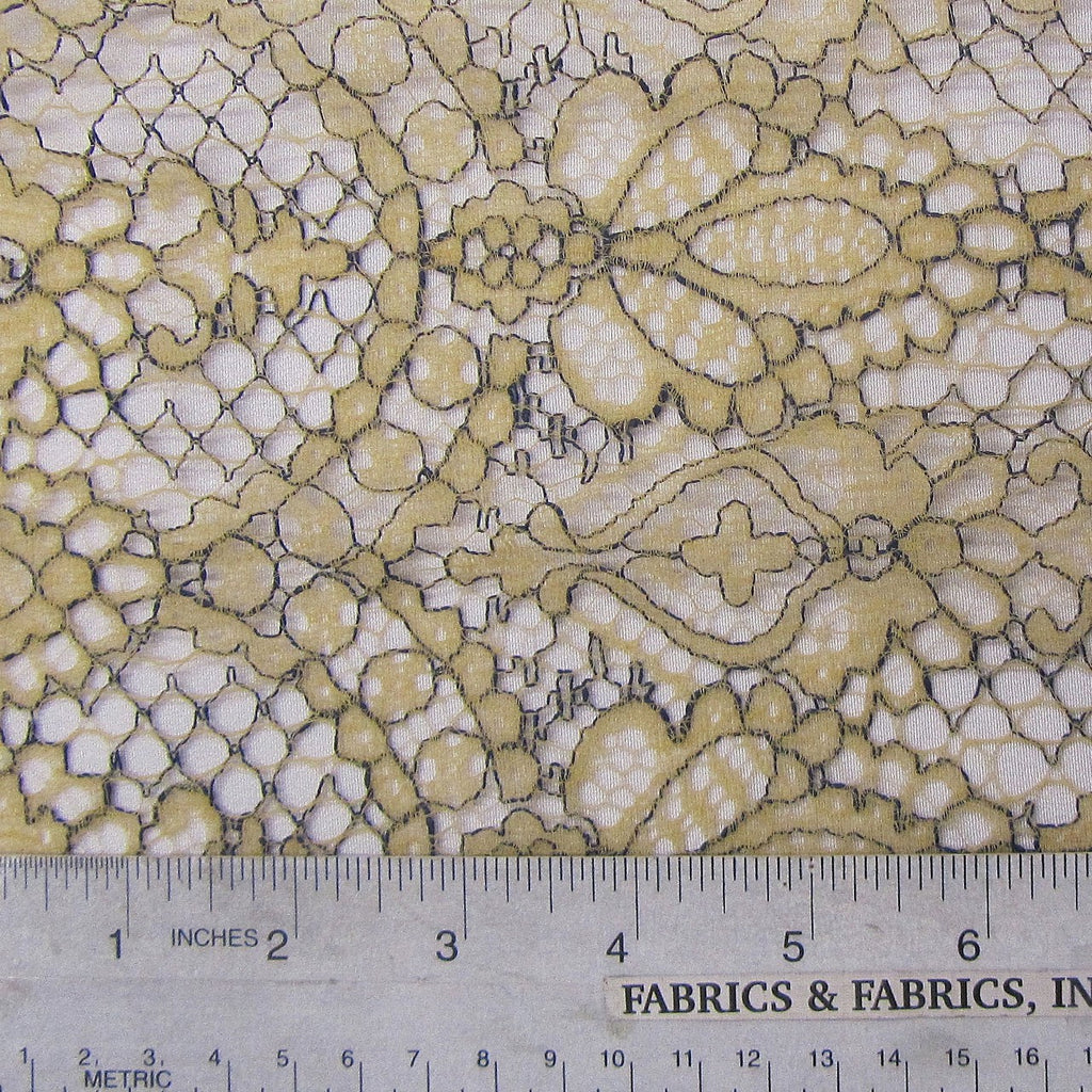 Yellow/Blue Floral Chantilly Lace - Fabrics & Fabrics