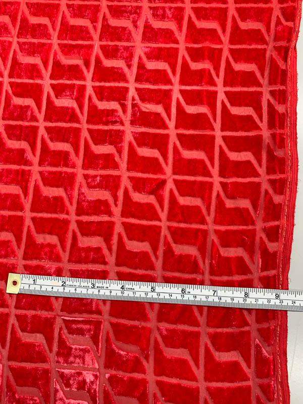 Geometric Art Deco Cut Velvet - Red | FABRICS & FABRICS – Fabrics & Fabrics