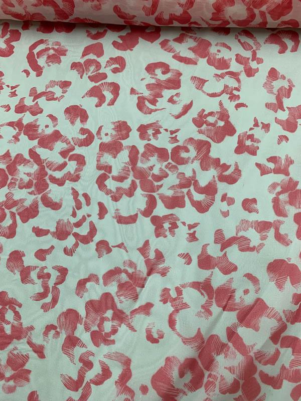Brushstroke Floral Printed Silk Chiffon - Raspberry / White | FABRICS ...