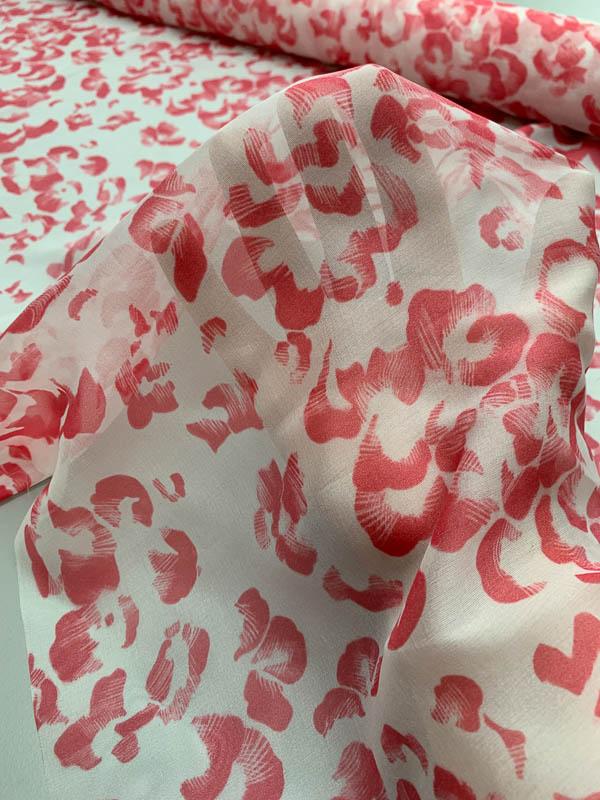 Brushstroke Floral Printed Silk Chiffon - Raspberry / White | FABRICS ...