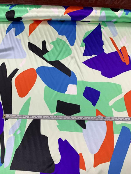 Italian Abstract Heavy-Weight Double Faced Printed Silk Charmeuse ...