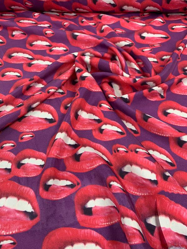 Luscious Lips Printed Silk Twill - Magenta/Purple | FABRICS & FABRICS ...