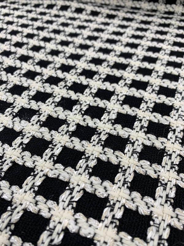 Windowpane Woven Wool Tweed Suiting - Black/White | FABRICS & FABRICS ...
