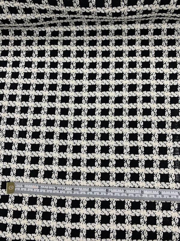 Windowpane Woven Wool Tweed Suiting - Black/White | FABRICS & FABRICS ...